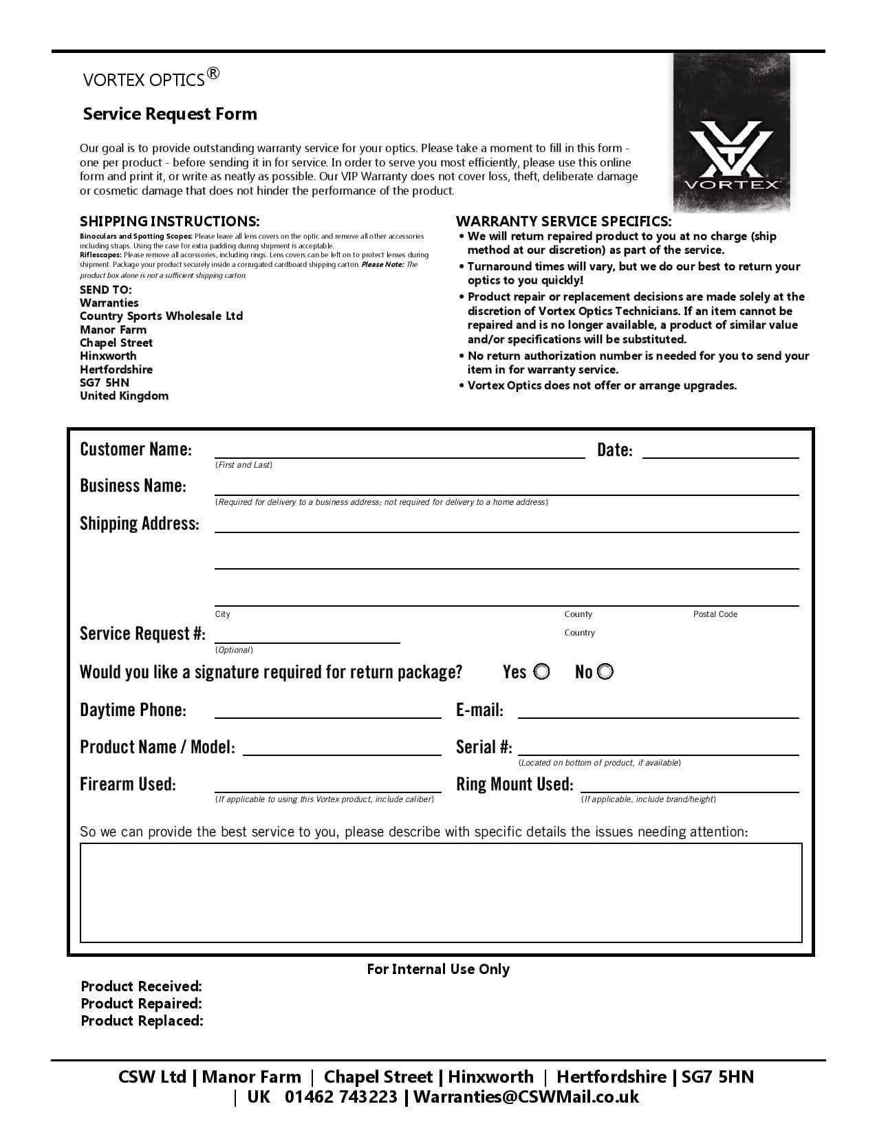 Vortex Warranty – Country Sports Wholesale